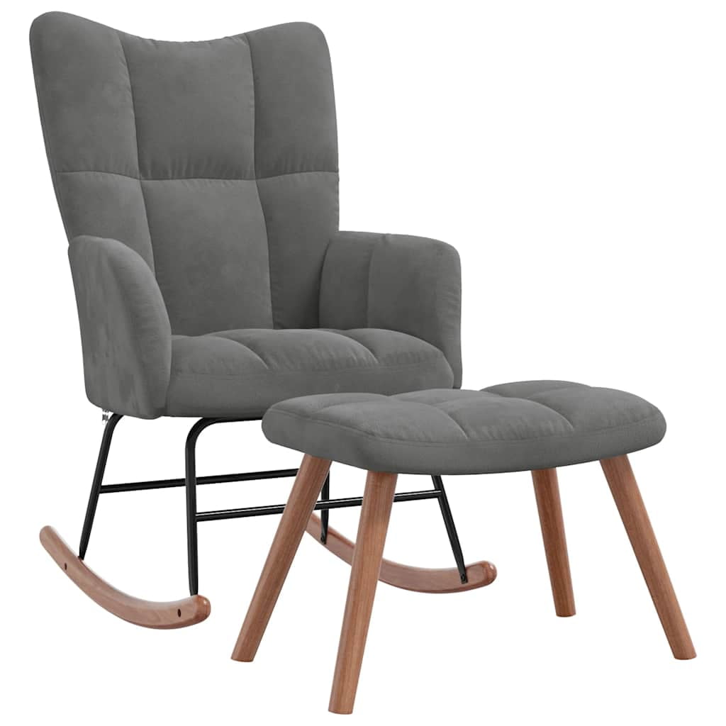 Click here for Vidaxl Rocking Chair With A Stool Dark Grey Velvet prices