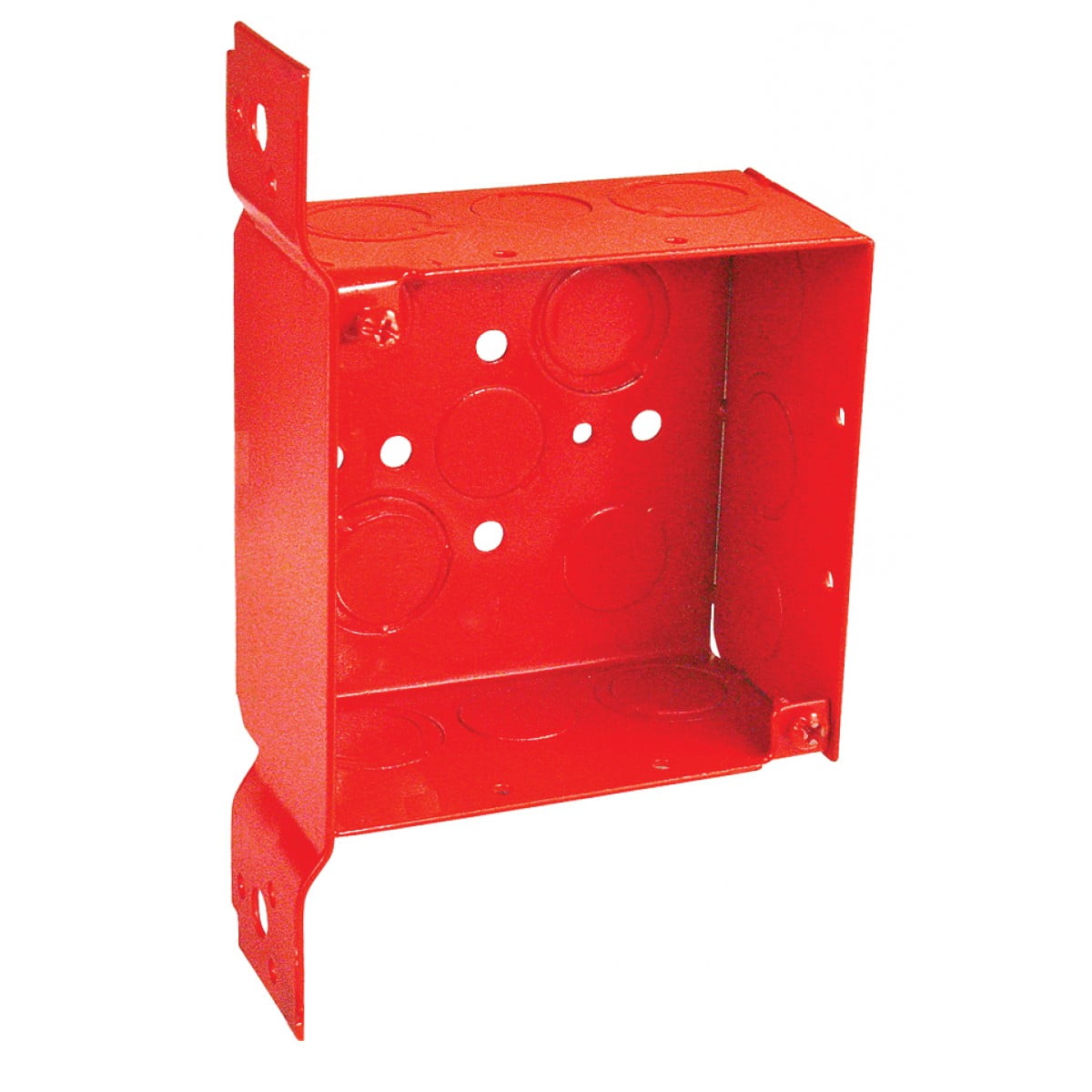 2 Pcs, 4" Square Junction Box, Red, 2-1/8 In. Deep, (4) 1/2 In. & (5) 1 ...