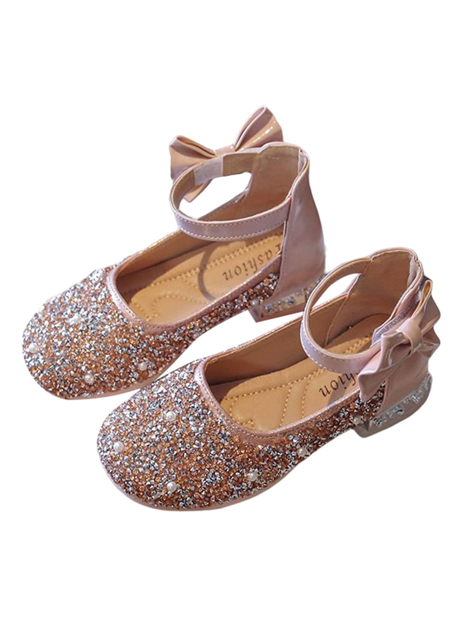 Frontwalk Girl's Flats Ankle Strap Dress Shoes Rhinestone Princess Shoe ...