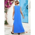 Blue Contrast Wave Tape Loose Split Side Cami Maxi Dress For Summer ...