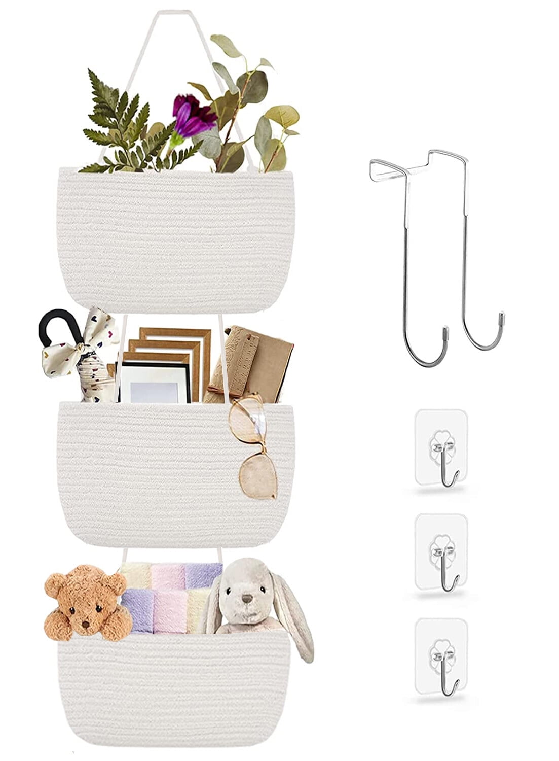 Hanging Baskets for Organizing | 3-Tier Hanging Wall Basket for Nursery ...