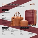 Joyway 3-Piece Carry-On Luggage Set with Swivel TSA Lock and Leather ...