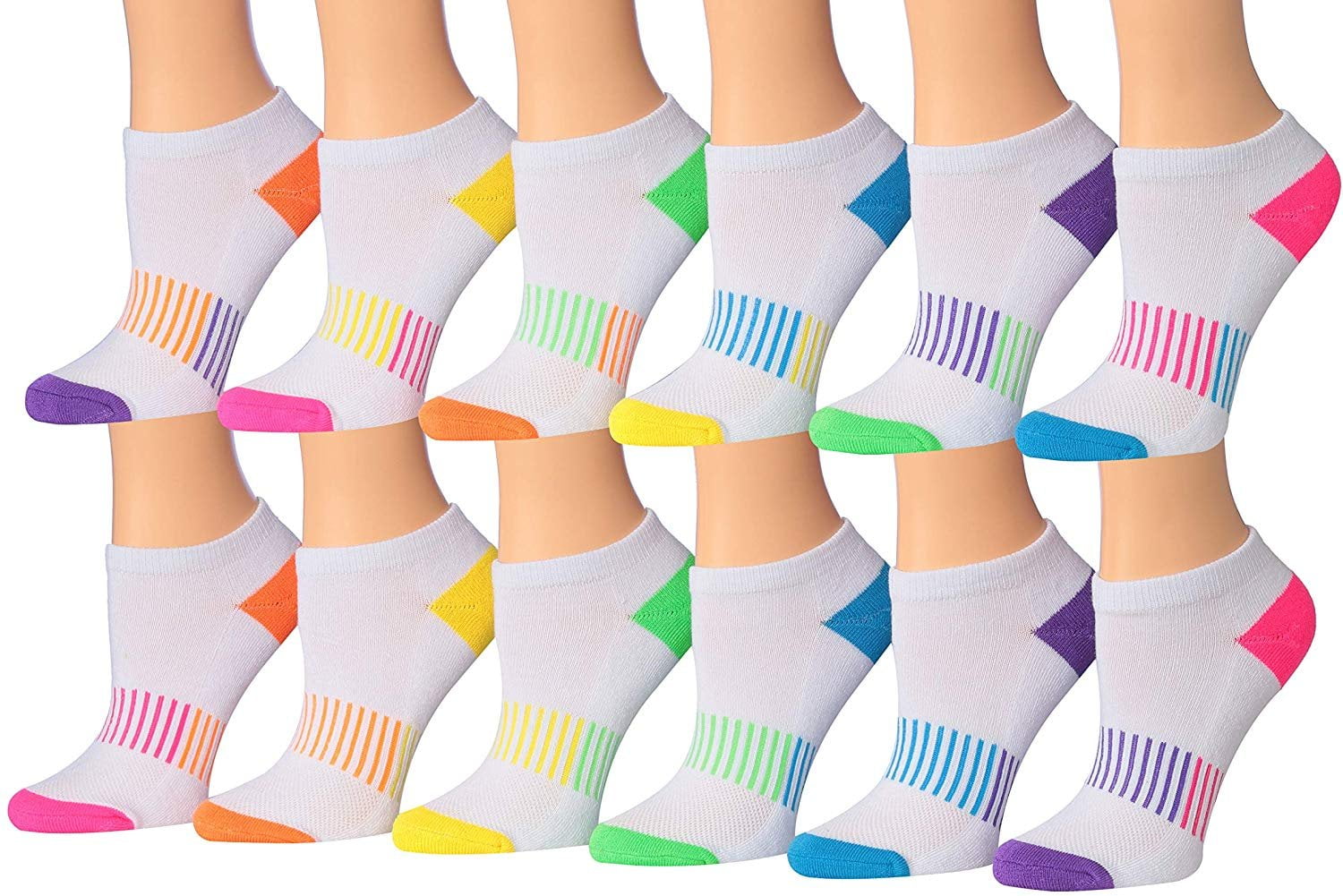 Colorfut Women's 12-Pairs Low Cut Athletic Sport Peformance Socks ...