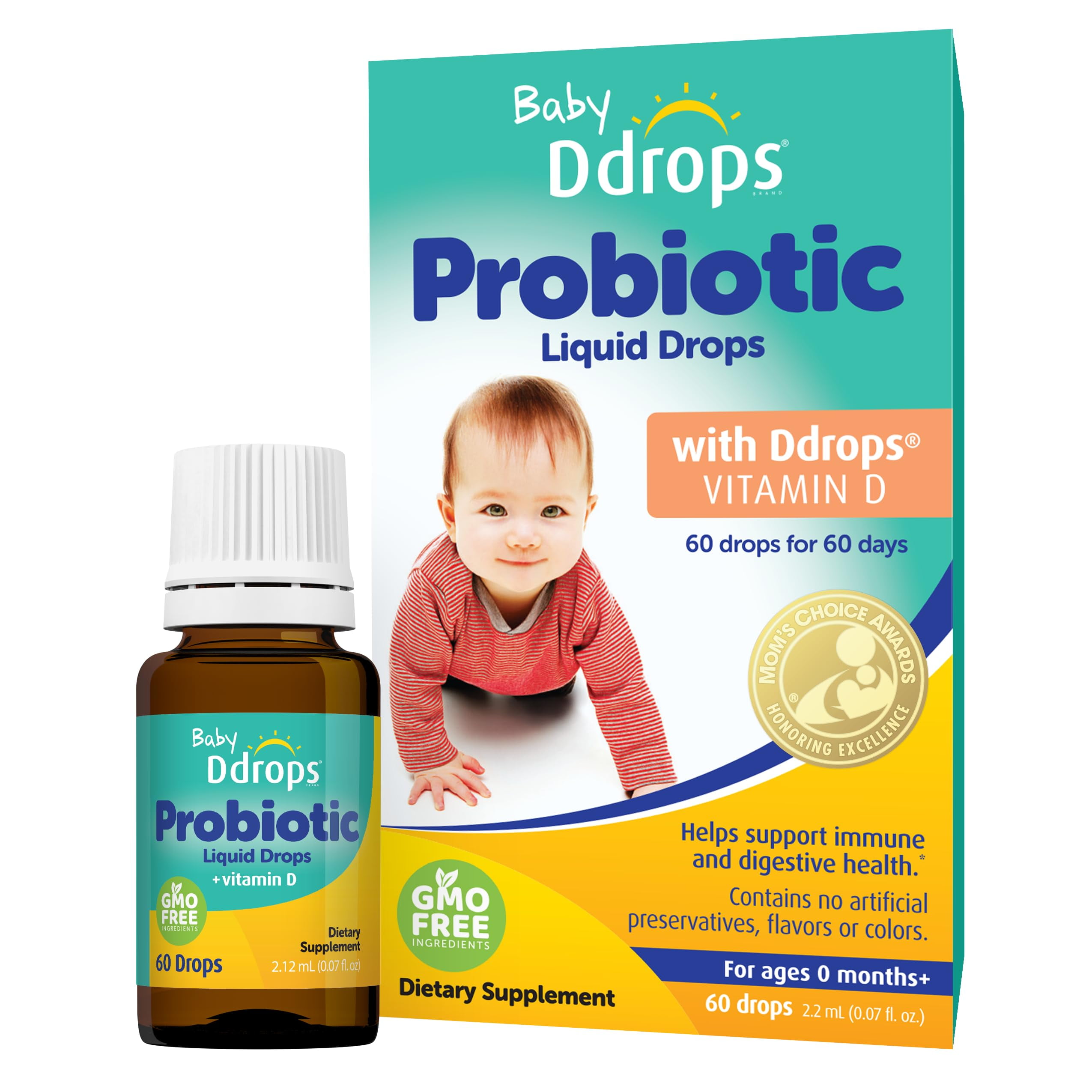 Probiótico para bebés con vitamina D en gotas 60 gotas para recién ...