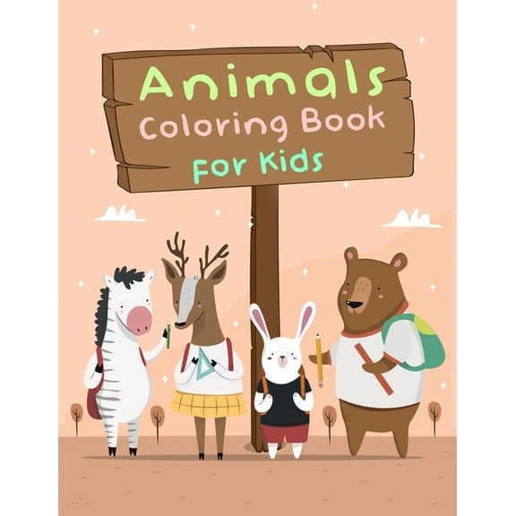 At The Zoo Coloring Book: Zoo Animal Illustrations For Kids To Color ...