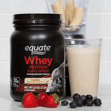 Equate Vanilla Whey Protein Supplement, 32 oz, 30g Protein, 7g BCAAs ...