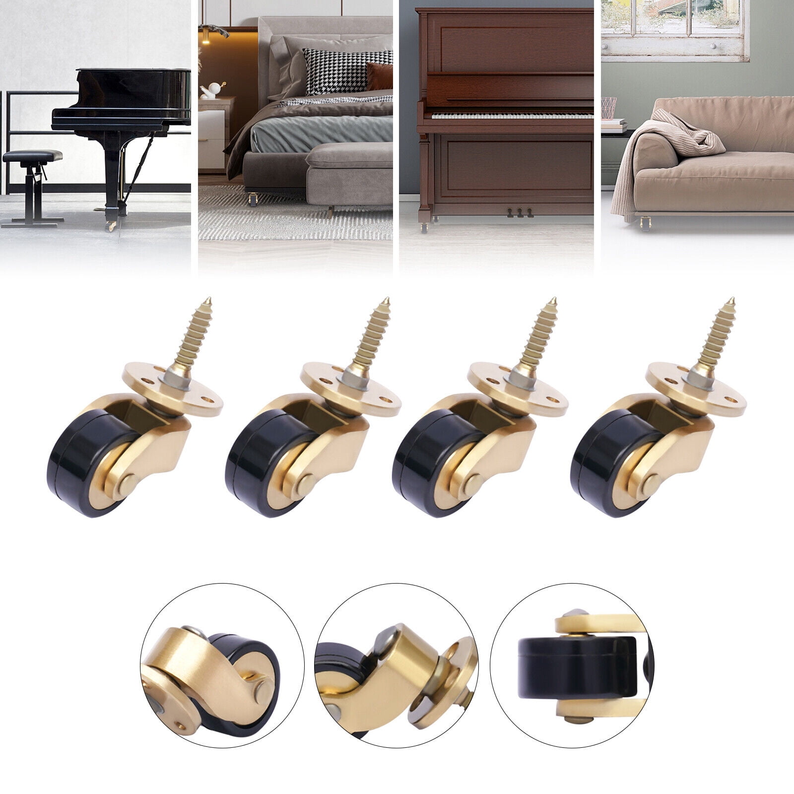 Miumaeov 4 Pack Top Plate Caster Rubber Swivel Casters Wheel Set Heavy ...