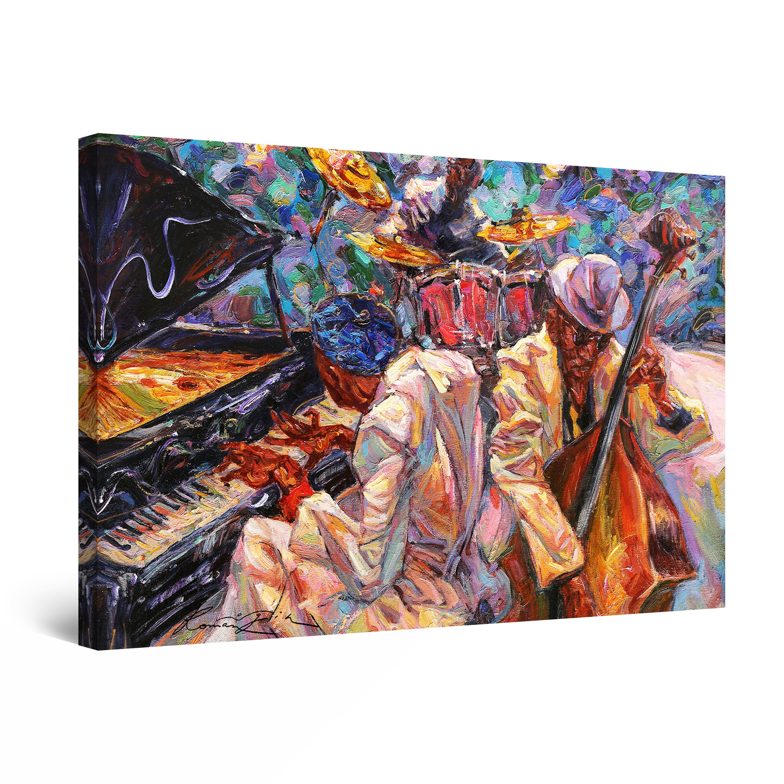 Startonight Canvas Wall Art Abstract - Orange Jazz Orchestra Music ...