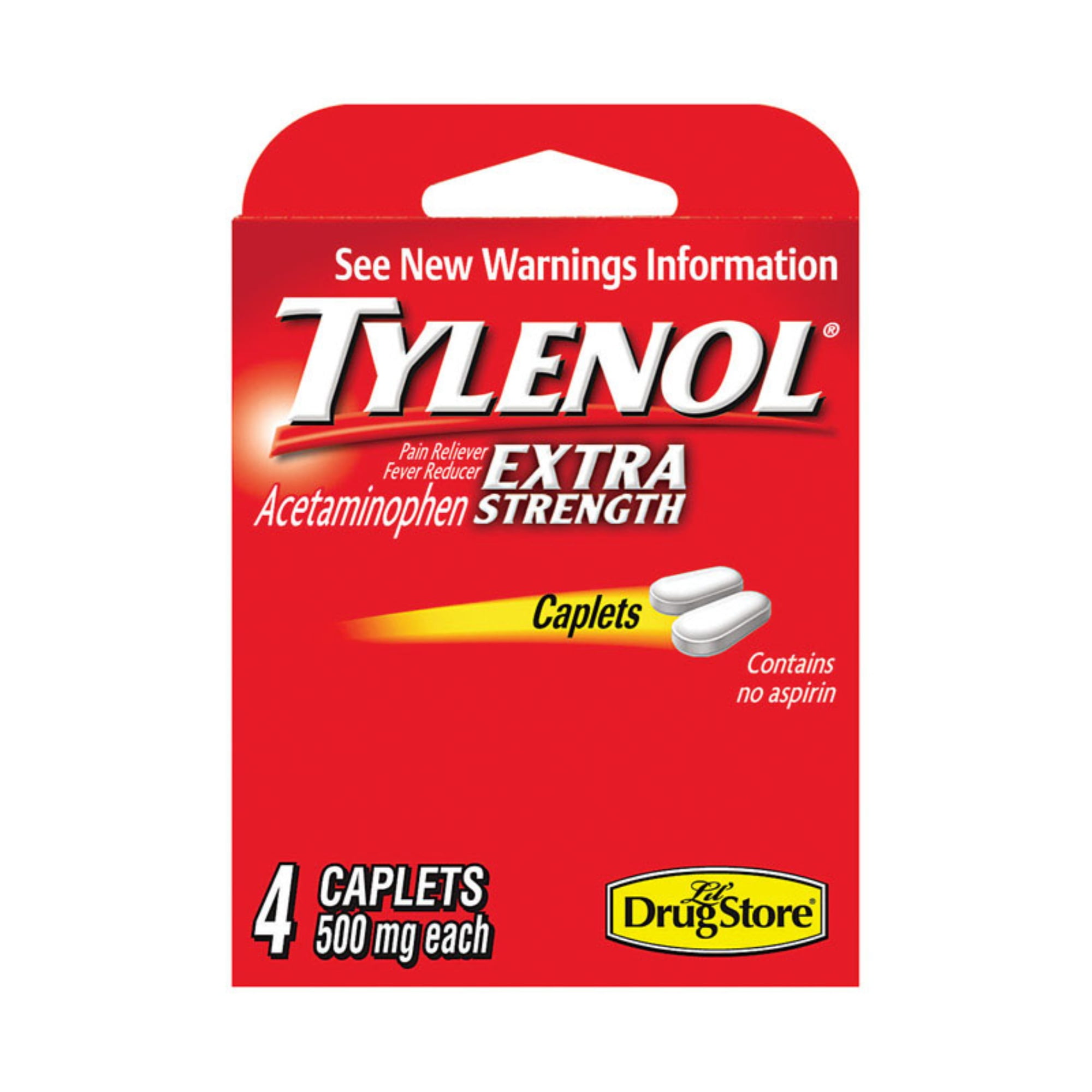Tylenol Extra Strength Pain Reliever & Fever Reducer 4ct, Case of 6 ...