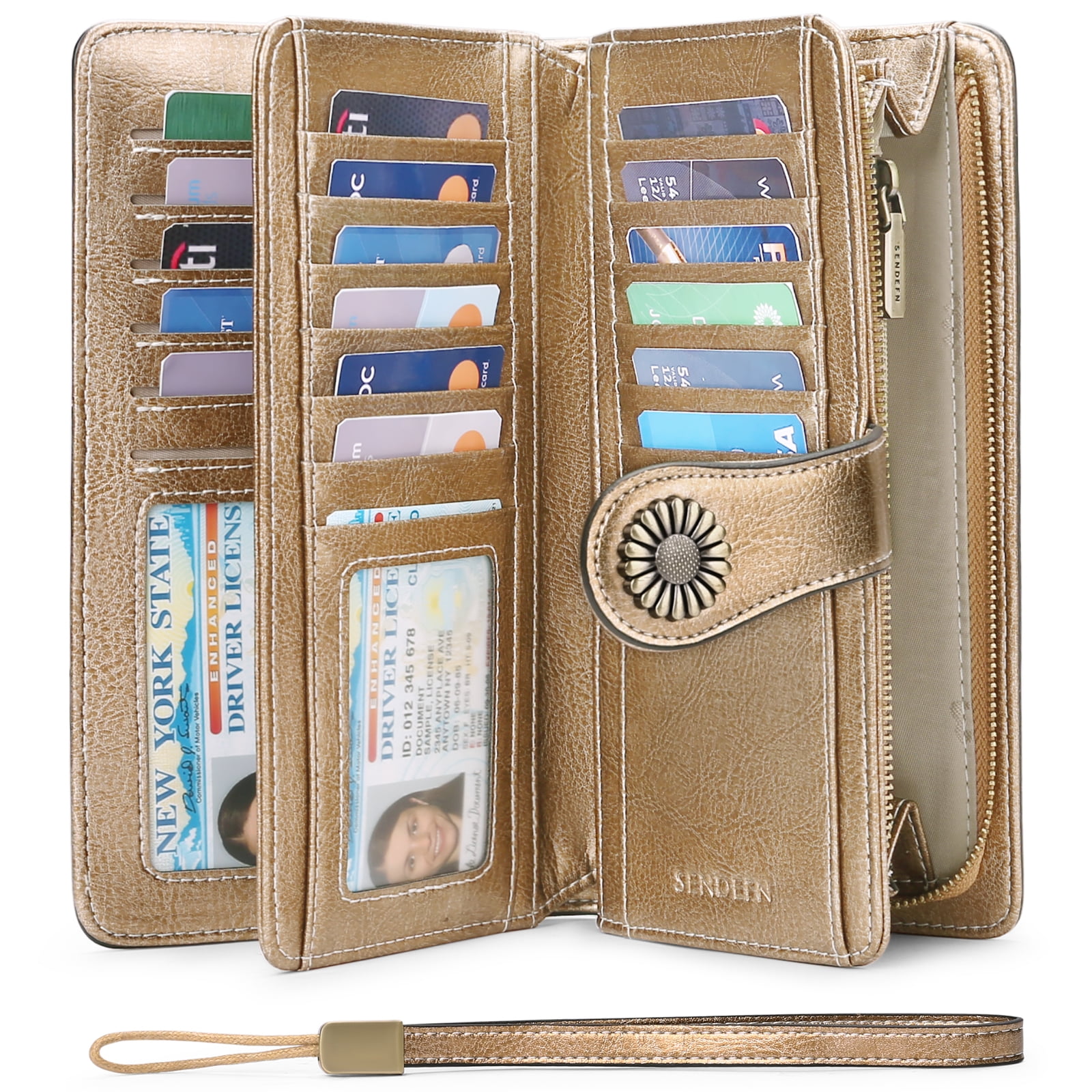 SENDEFN Wallets for Women Genuine Leather Credit Card Holder with RFID ...