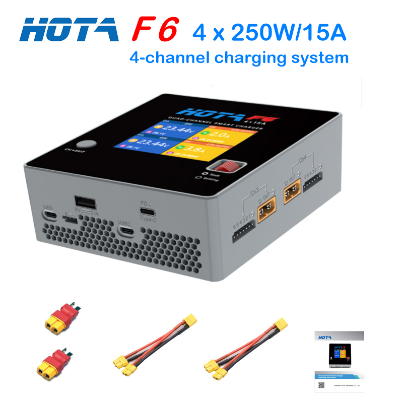 HOTA F6 Smart Balance Charger 4x250W/15A for Lipo LiIon NiMH Battery ...