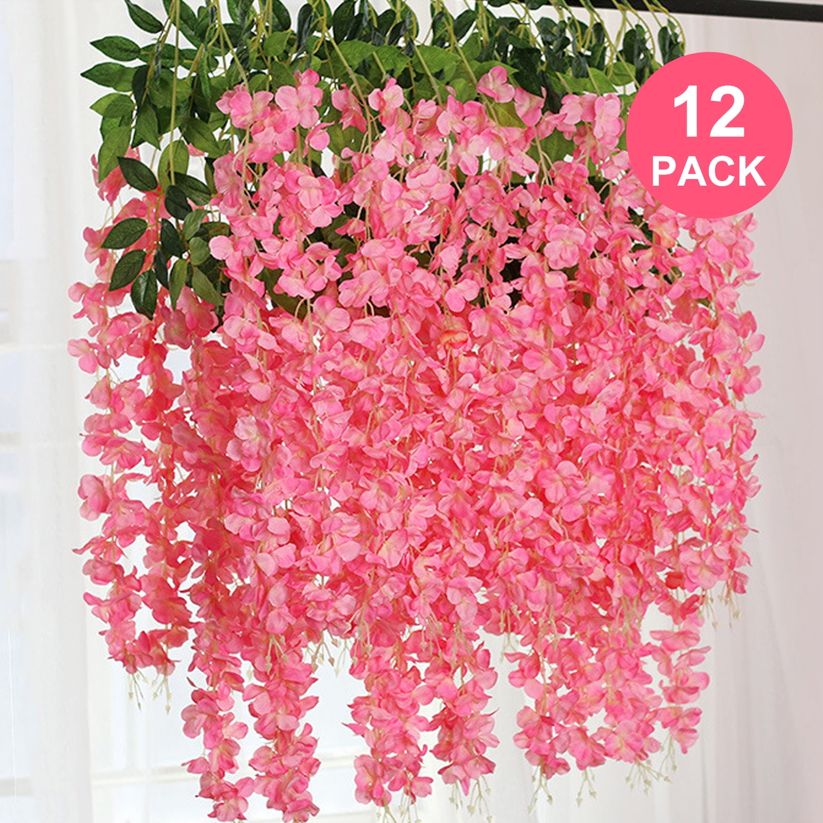 Tripumer 12 Pack Artificial Flowers Garland Fake Wisteria Vine Ratta
