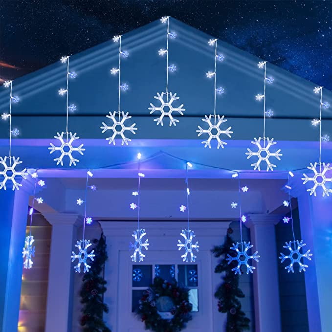 Christmas Snowflake String Lights Outdoor with Remote - Large Snowflake ...