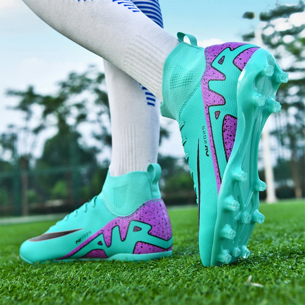 Zapatos de fútbol femenino para hombres tacos de fútbol de fútbol con zapatillas de fútbol altas ...