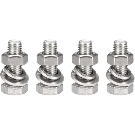 M10 x 30mm Hex Head Screw Bolts Flat Nuts and Lock Washers Kits 304 ...