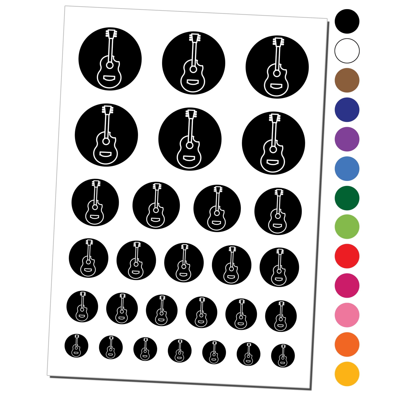 Guitar in Circle Music Water Resistant Temporary Tattoo Set Fake Body ...
