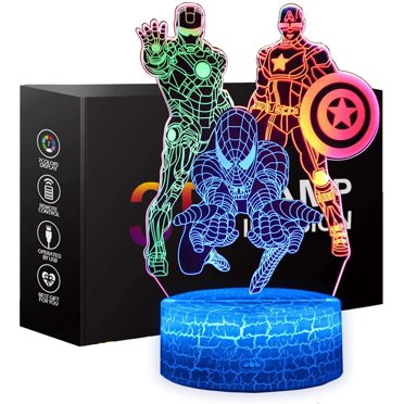 Marvel Spiderman 3D Mood Light with 30 Minute Timer, Red, 6"H x 4"W ...