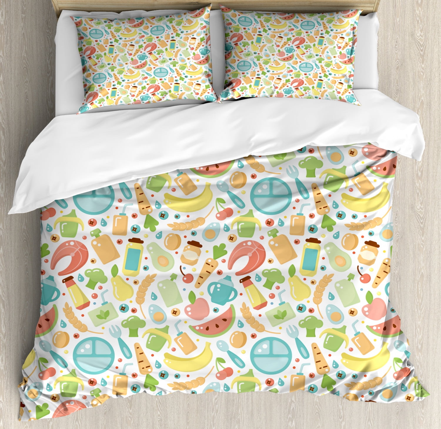 Salmon Duvet Cover Set King Size, Baby Food Watermelon Banana Apple ...