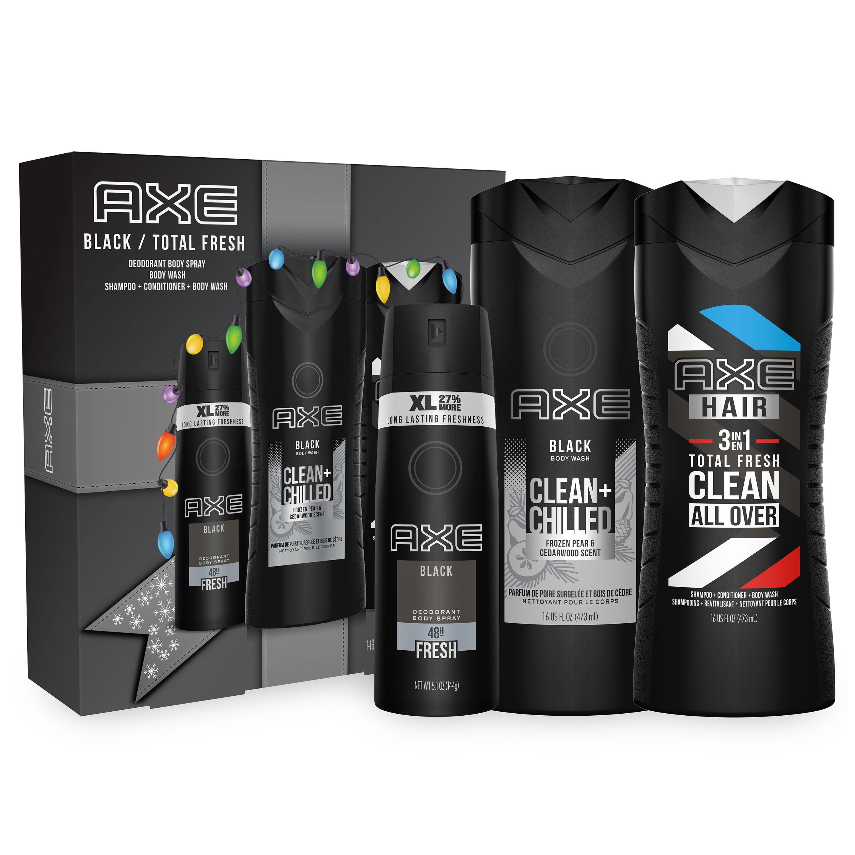 ($12 Value) AXE Black/Total Fresh Holiday Gift Set (Deo Body Spray ...