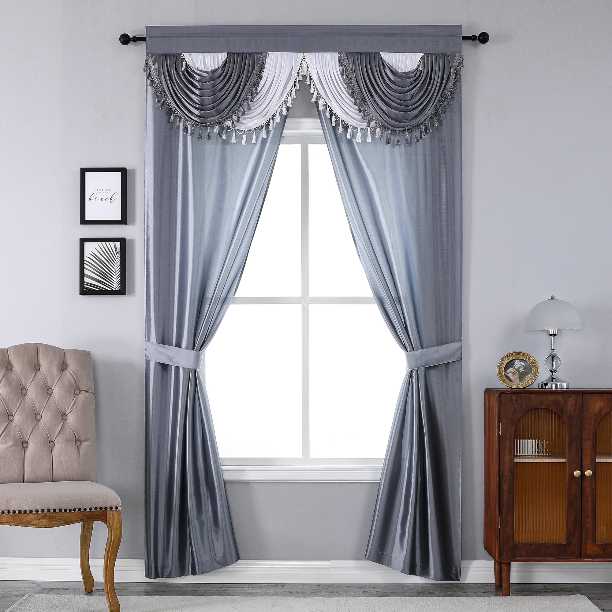 Regal Home Collections 5-Piece Window Curtain Set with Valance and ...