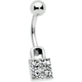 Body Candy Womens 3PC Clear Accent Lock Up Key Bonus Pack 316L Steel Belly Button Rings 14G ...