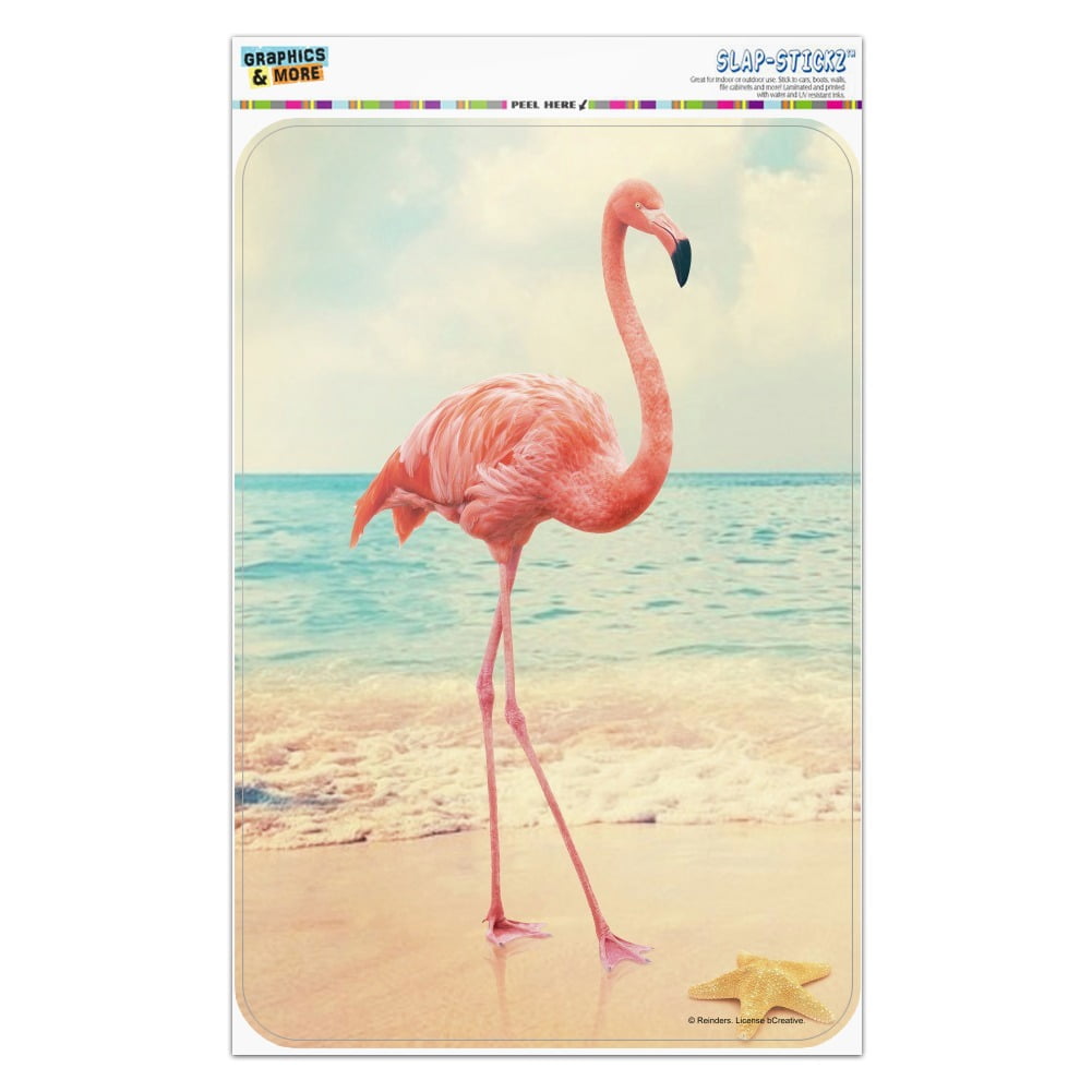Flamingo on Beach Starfish Retro Home Business Office Sign - Walmart.com