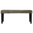 vidaXL Bench Dining Bench Wooden Seat Natural Kubu Rattan and Solid ...