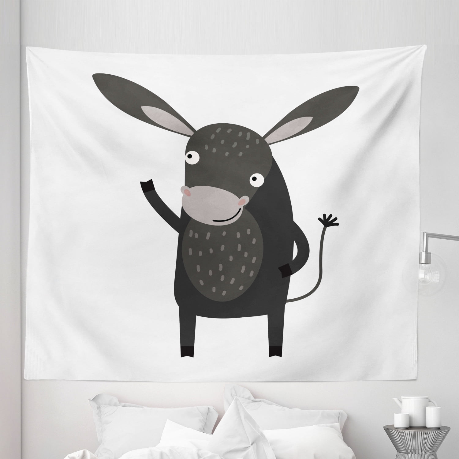 Donkey Tapestry, Comic Happy Donkey with a Funny Smile on His Face ...