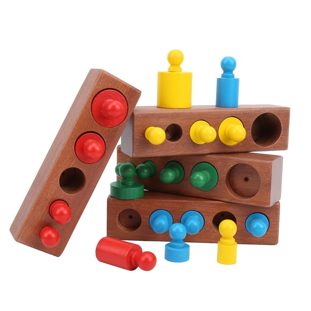 Cylinder Block Set, Montessori Sensory Toys Identify Colors Shapes For ...