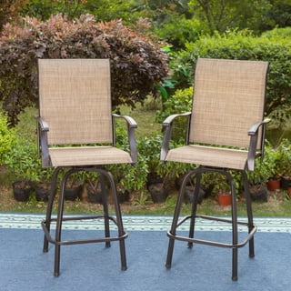 SUNCROWN Patio Swivel Chairs Outdoor Metal High Bar Stools Set of 2 ...