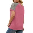 Rosvigor Plus Size Women's Color Block Tops, Short Sleeve Loose Tunics ...