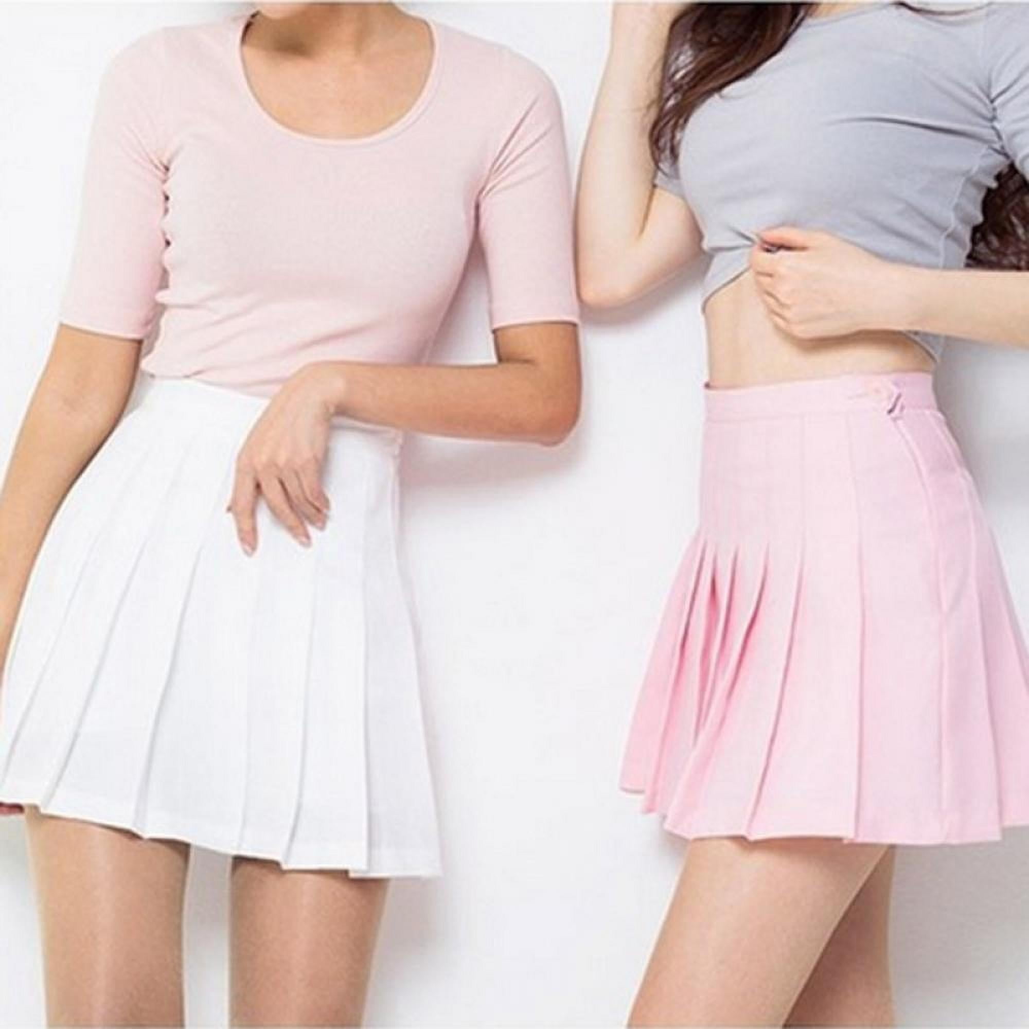 Oaktree Girls College Short Skirt High Waist Plain Sweet Pleated Short ...