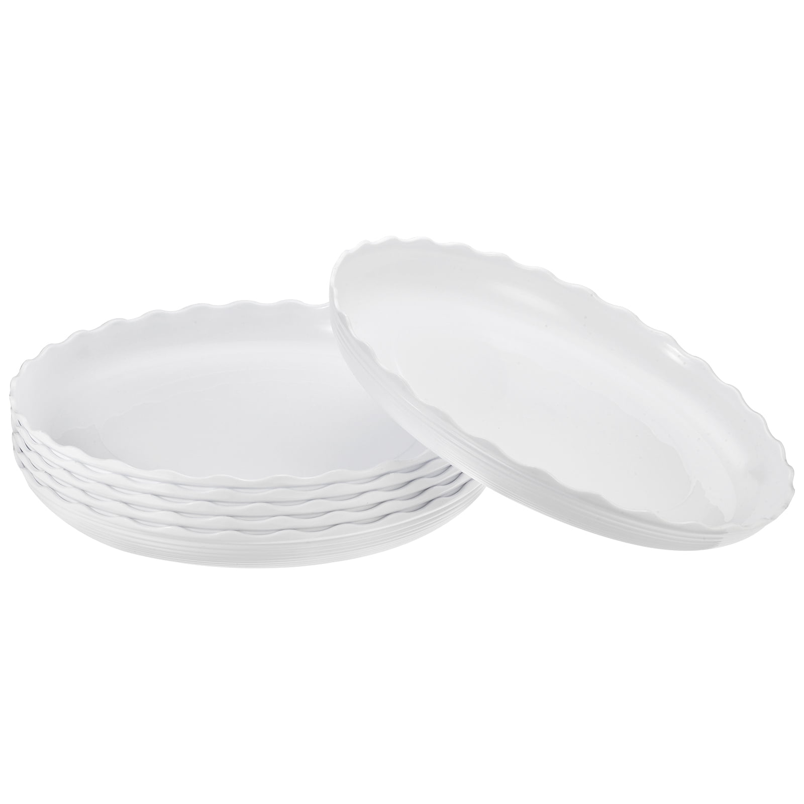 Uxcell 14" Plastic Wave Round Plant Pot Saucer Flower Drip Tray, White ...