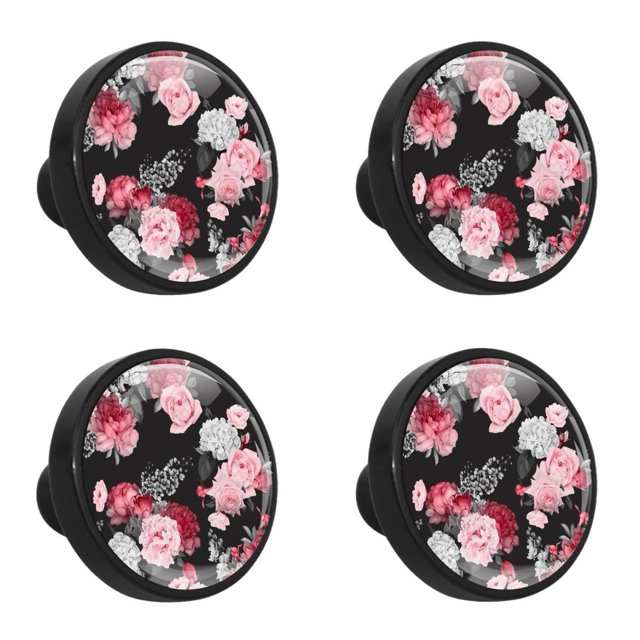 4 Pcs watercolor roses Knobs for Kitchen Cabinet Cupboard Dresser ...