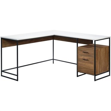UrbanPro Wooden L-Shaped Computer Desk in Glacier White - Walmart.com