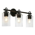 LNC 22-in 3-Light Matte Black and Clear Glass LED Contemporary/Modern ...