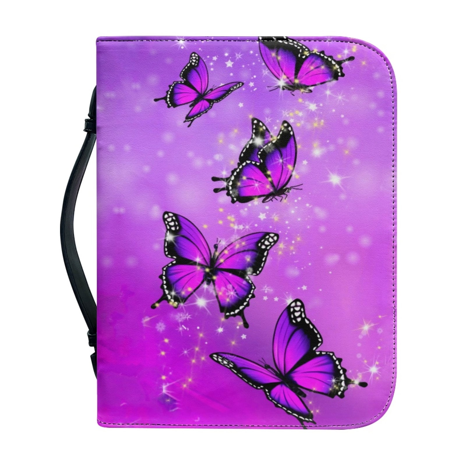 Xoenoiee Purple Butterfly Pattern Faux Leather Bible Cover for Men Boys ...
