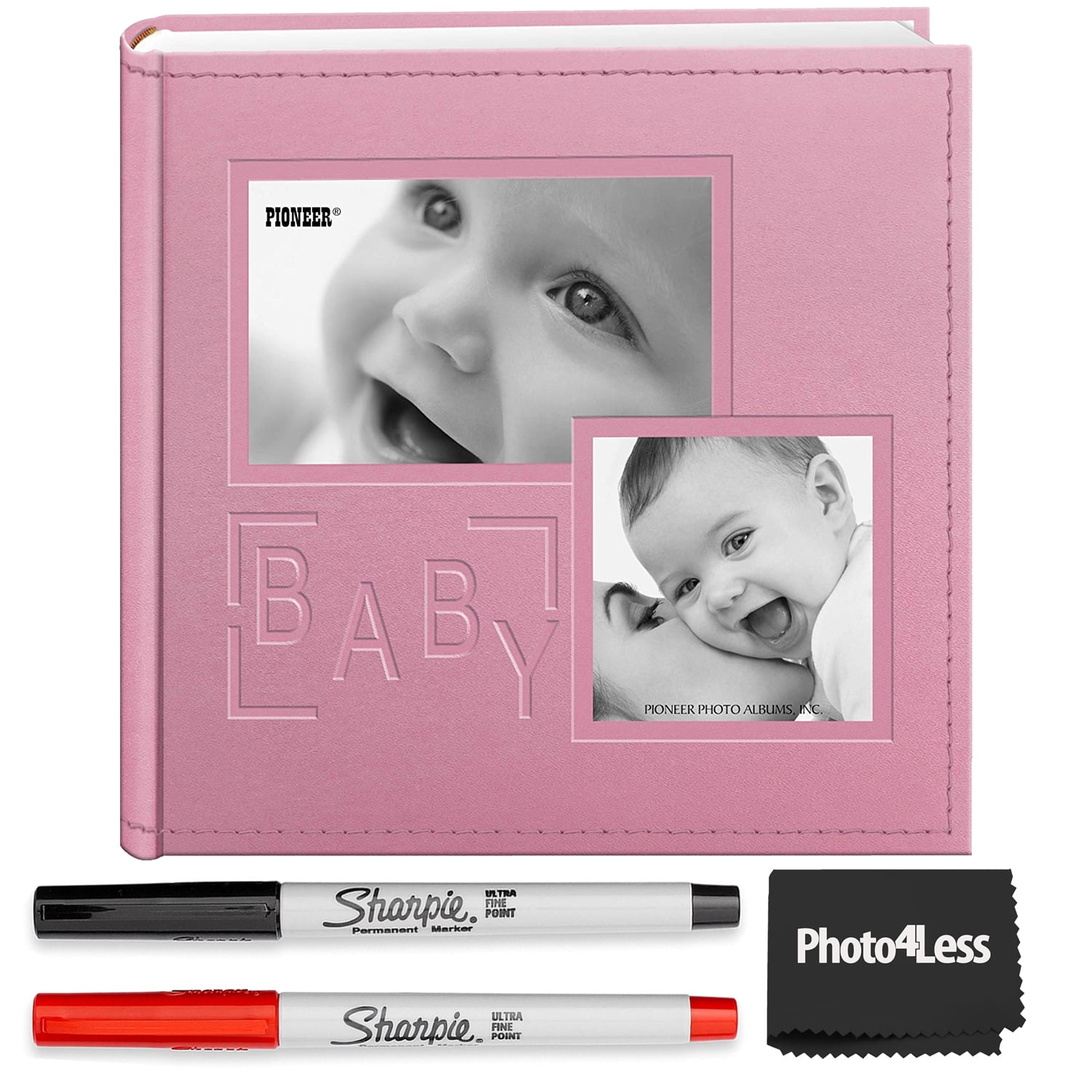 Pioneer Pink Collage Frame Baby Album 4x6 + Ultra Fine Permanent Marker ...