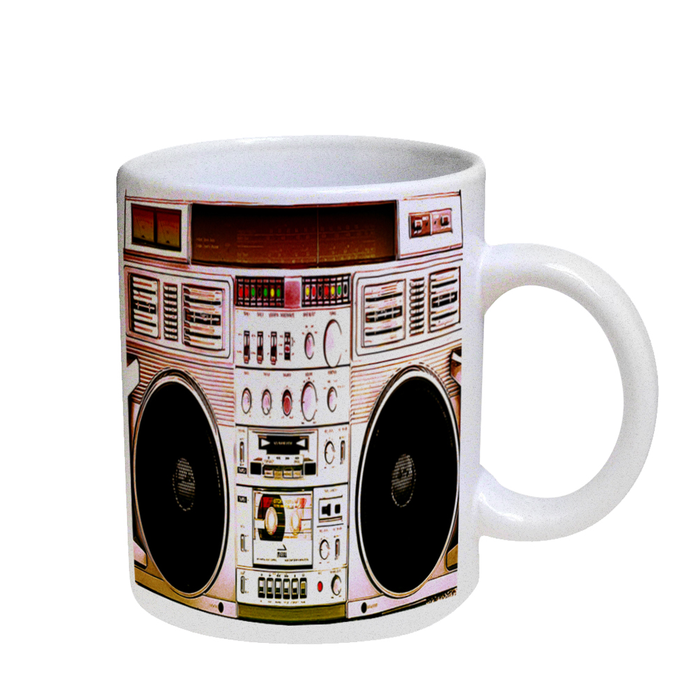 KuzmarK Coffee Cup Mug Pearl Iridescent White - Boombox Ghettoblaster ...