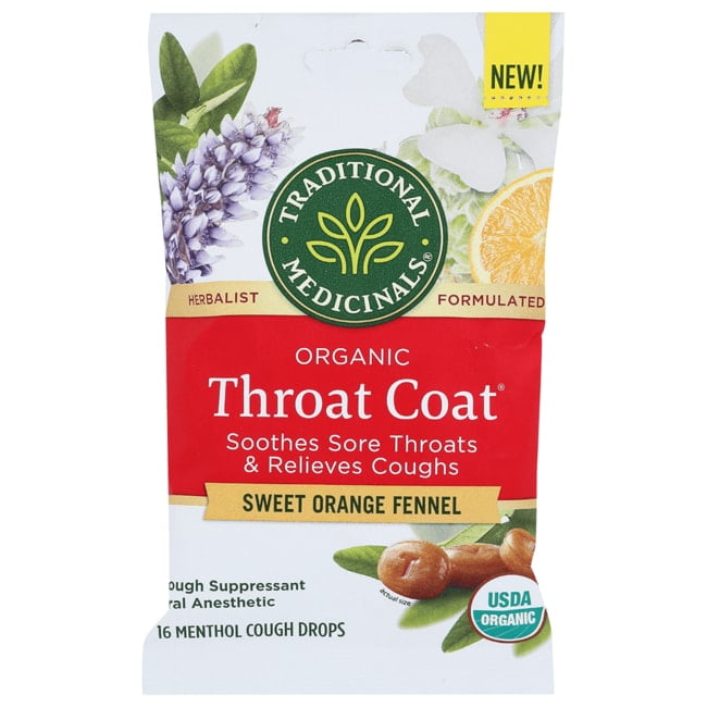 Traditional Medicinals - Organic Throat Coat Drops Sweet Orange Fennel ...