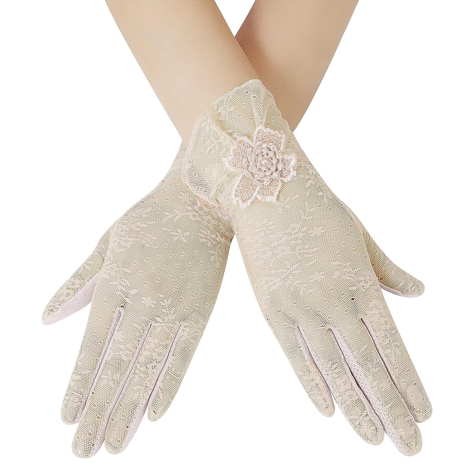 Holzlrgus Women Non-slip Touchscreen Lace Gloves, Summer UV Protection ...