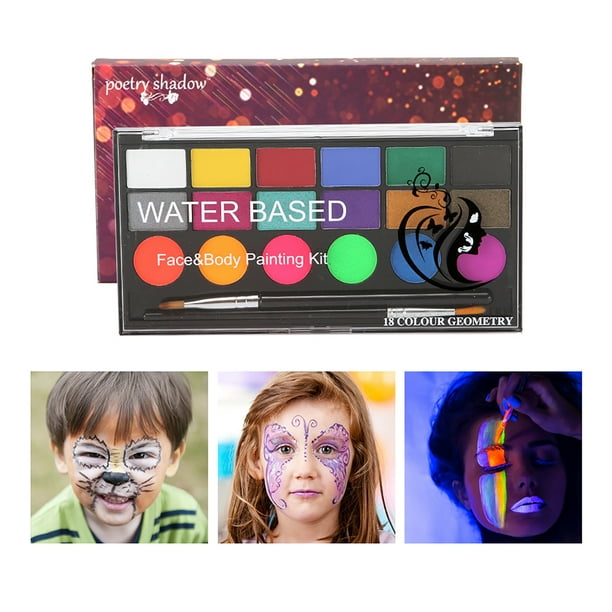 Amdohai 18 Colors Face Body Paint Kit 6 Normal Paints & 6 Pearl Effect ...