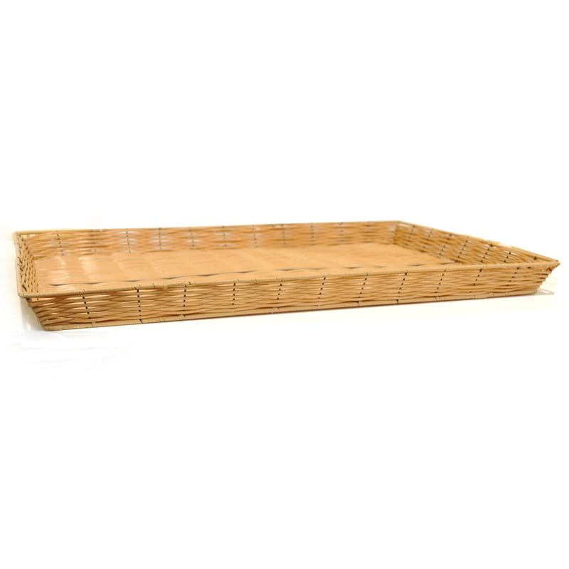 Shallow Rectangular Synthetic Wicker Tray 25in - Walmart.com