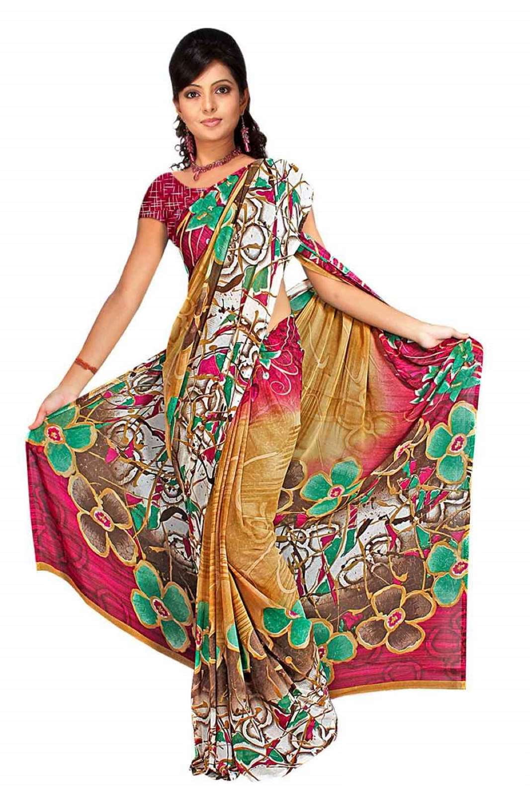 Dheeptha Georgette Printed Casual Saree Sari Bellydance fabric ...