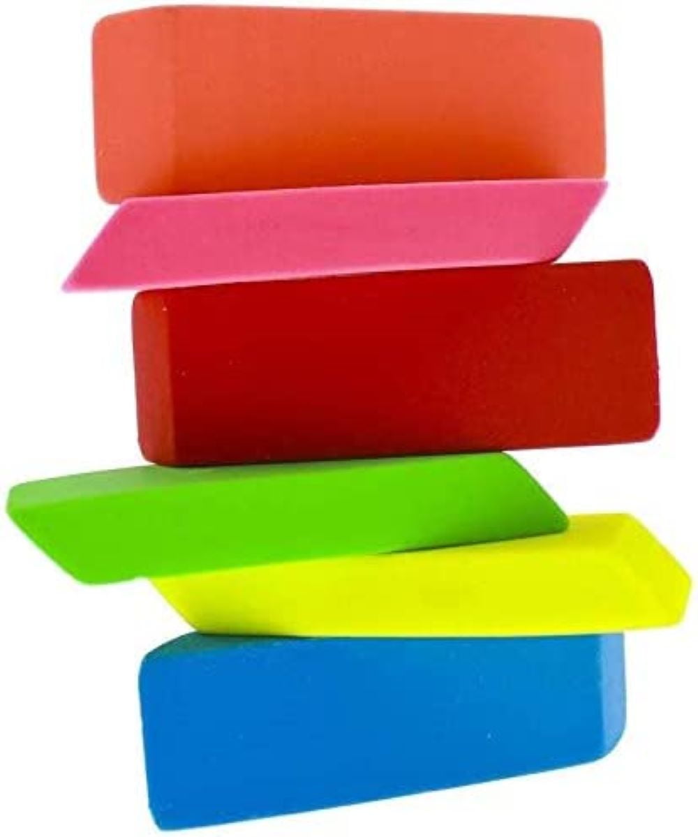 Buy Neliblu Bright Neon Rectangular Chiseled Pencil Erasers for Home ...