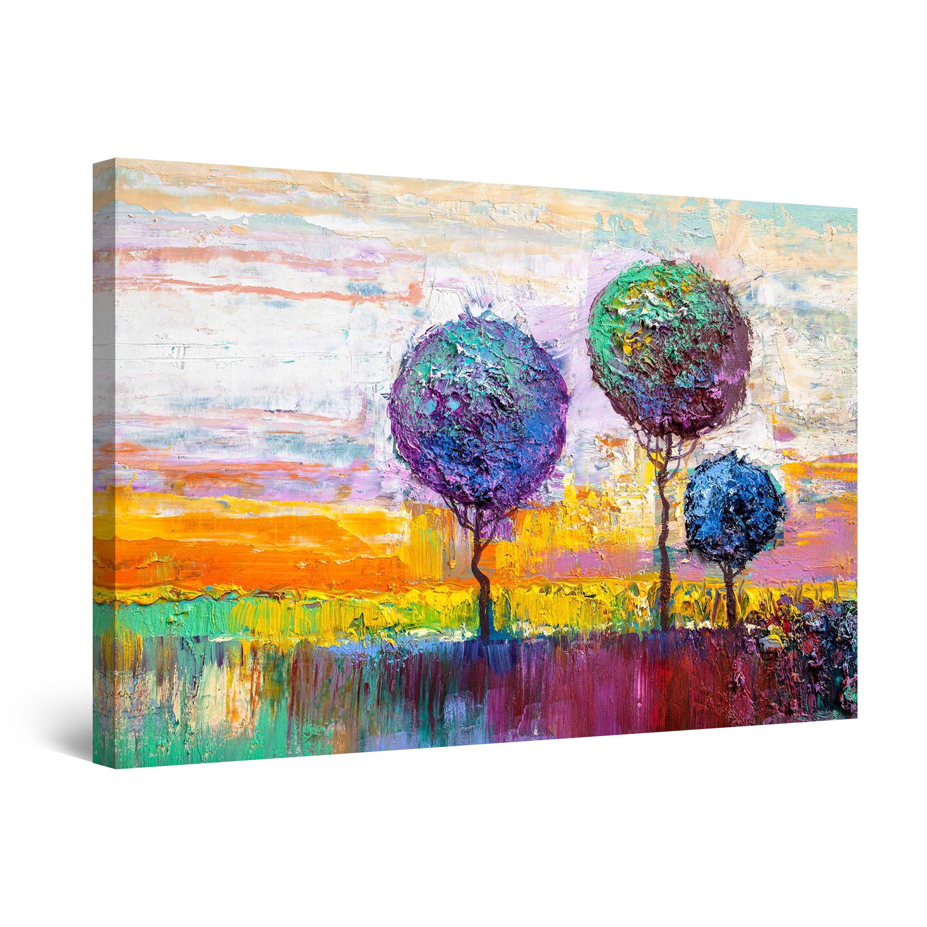 Startonight Canvas Wall Art Abstract Rainbow Trees Painting Green ...