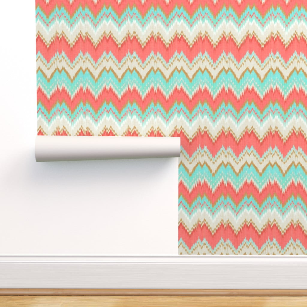 Mint And Pink Chevron Wallpaper