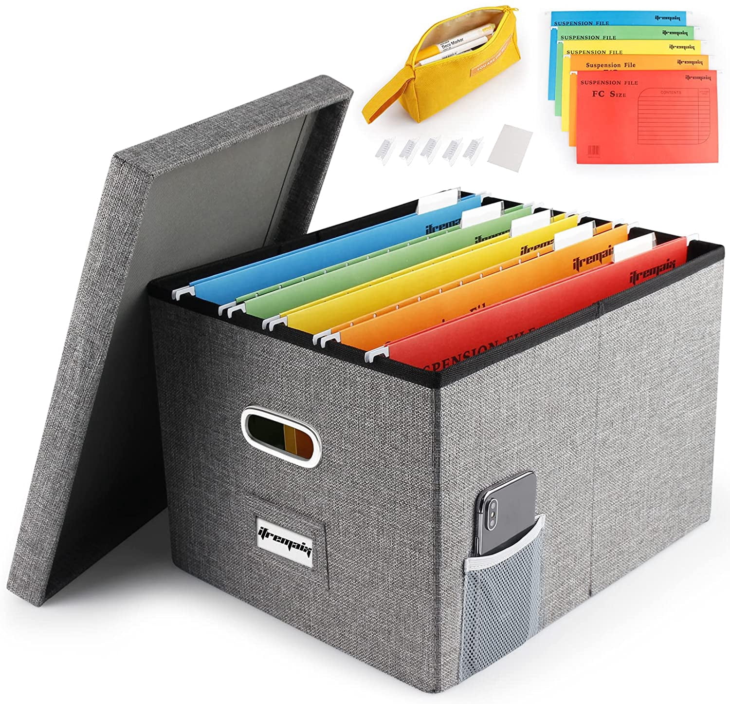 File Organizer Box Office Document Storage With Lid Collapsible Linen File Organizer Box Office Document Storage With Lid Collapsible Linen