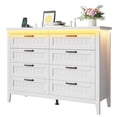 Modern White 8 Drawer Dresser with LED Lights & Power Outlet - Wide ...