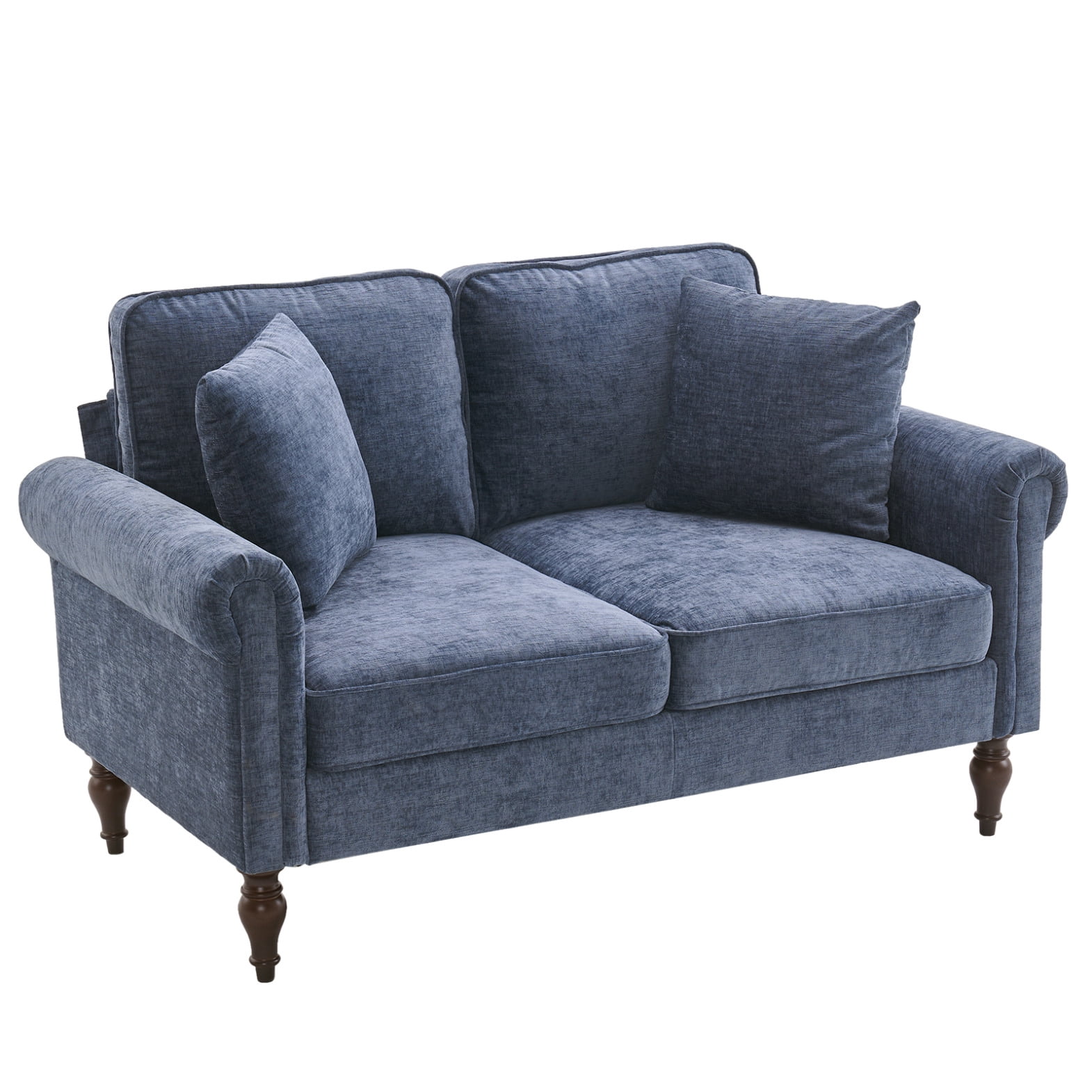 Upholstered Accent Sofa, Two-Seater Sofa with Curved Armrest and Solid ...